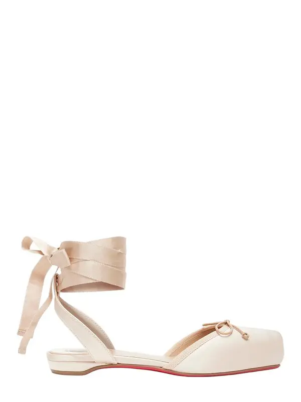 CHRISTIAN LOUBOUTIN Cassia Satin Flats - Beige