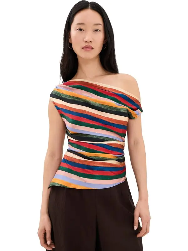 Staud Phare Silk Top - Artist Stripe