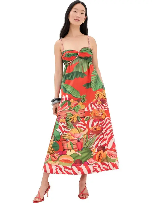 Farm Rio Fruit Trolley Maxi Dress - Fruit Trolley Red