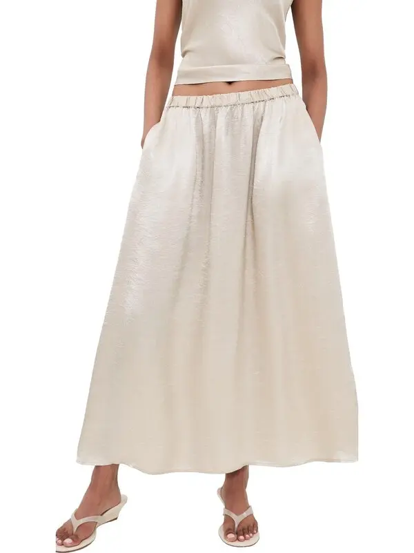Enza Costa Textured Satin Maxi Skirt - Champagne
