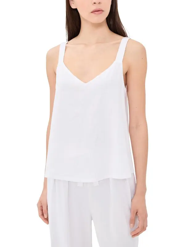 Eberjey Linen Blend V-neck Cami - White