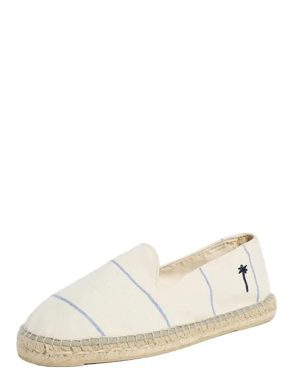 Manebí Canvas Stripe Classic Espadrilles - Navy Blue Microstripe On Beige