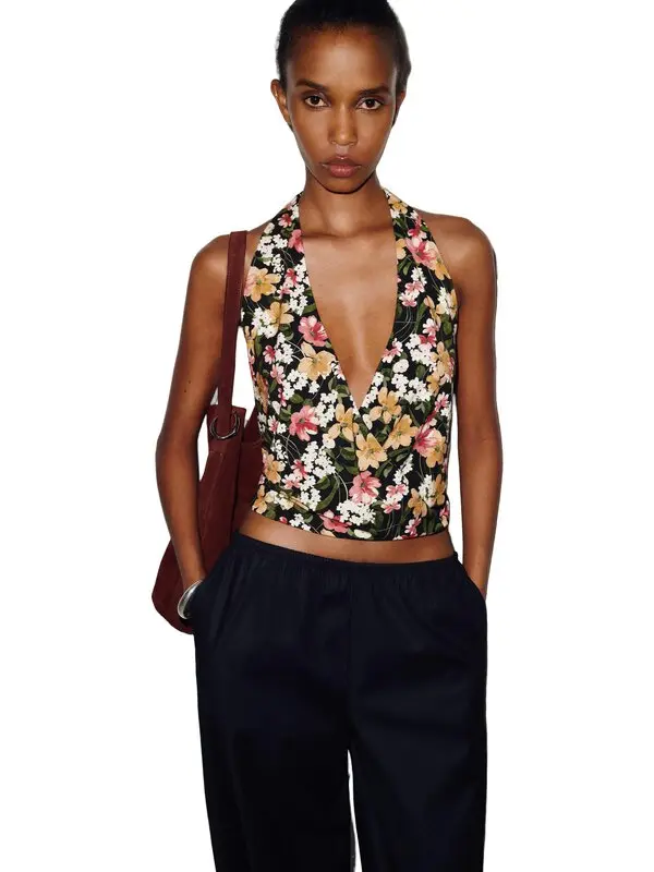 REFORMATION Lois Halter Knit Top - Black