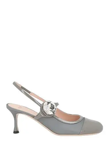 N°21 Slingback Pumps In Leather And Textile Fibers - Grey