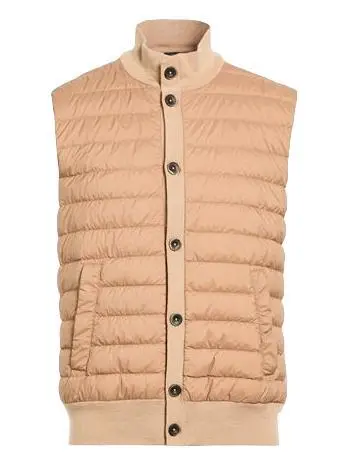 Herno Camel Virgin Wool And Silk Vest With Goose Down Interior - Beige