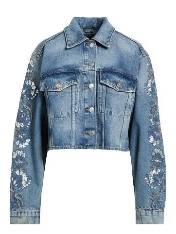 Maje Embellished Denim Trucker Jacket - Blue