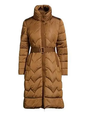 FRACOMINA Padded Quilted Coat With Belt - Camel