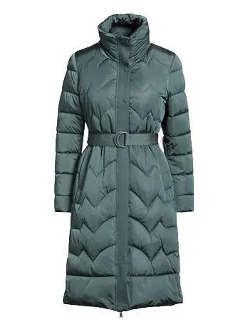 FRACOMINA Padded Quilted Coat With Belt - Green