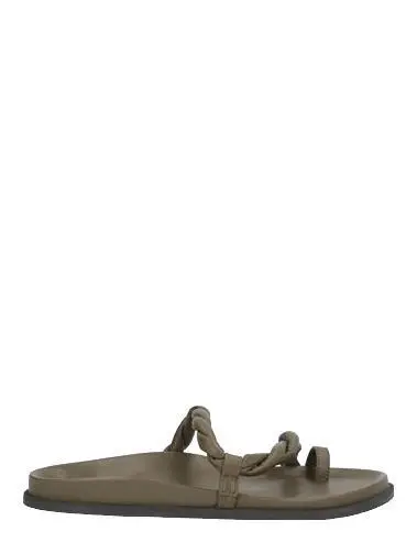 Elena Iachi Leather Thong Sandals - Green