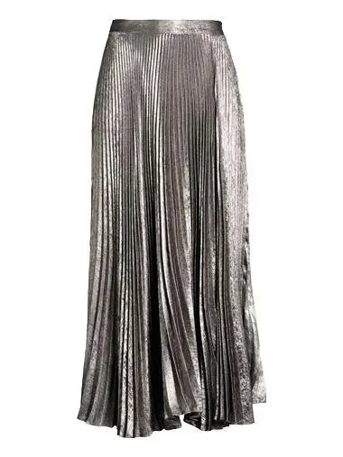 Momoni Pleated Lamé Maxi Skirt - Grey