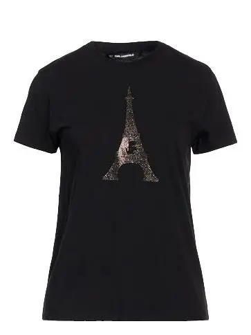 Karl Lagerfeld Eiffel Tower Embellished Cotton T-shirt - Black