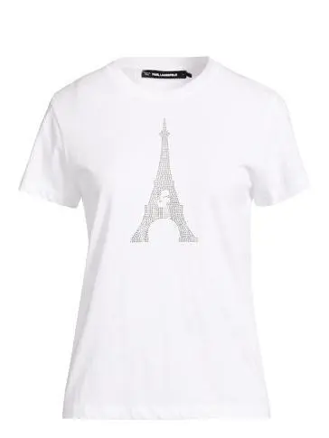 Karl Lagerfeld Eiffel Tower Embellished Cotton T-shirt - White