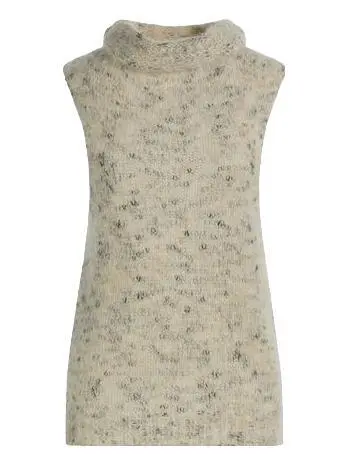 ALYSI Sleeveless Mohair Wool Blend Turtleneck - White