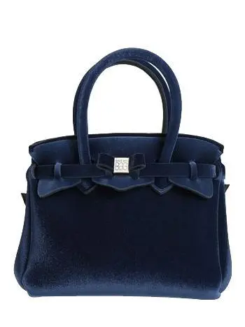 Save My Bag Velvet Tote With Bow Detail - Blue