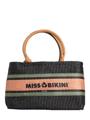 MISS BIKINI LUXE Shopper Bag In Raffia And Leather - Black