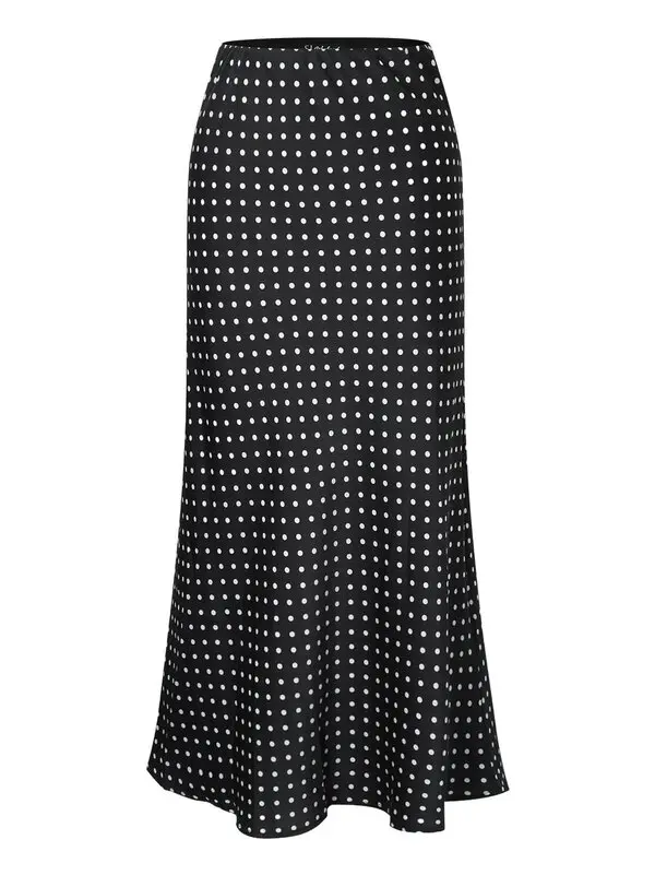 SMART AND JOY Straight-cut Midi Skirt With Polka Dot Print - Black