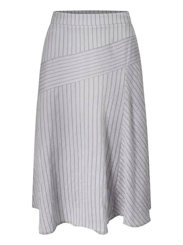 SMART AND JOY Flared Midi Skirt With Stripes - Grey