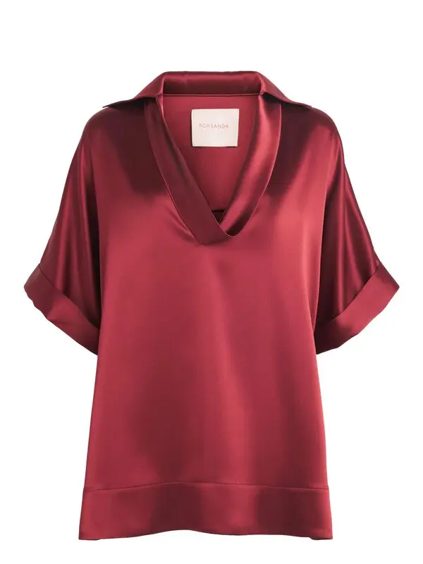 ROKSANDA Enira Satin Top - Burgundy