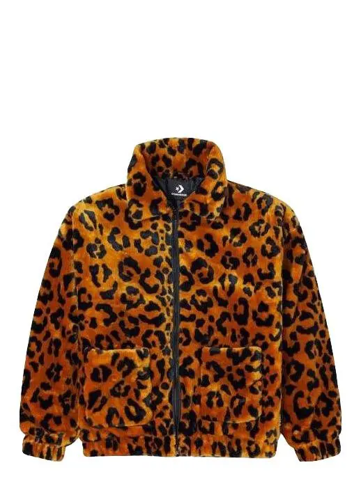 CONVERSE Retro Leopard Print Loose Jacket - Brown/black