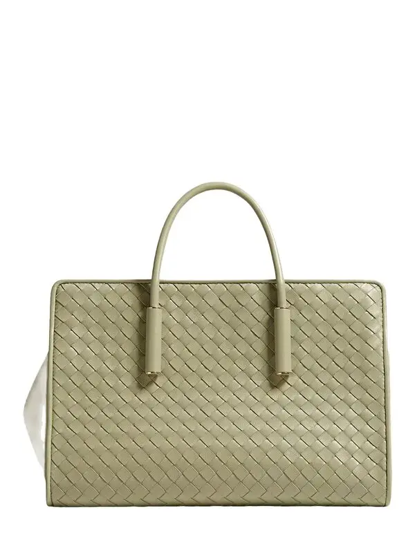 Bottega Veneta Small Barbara Tote In Lambskin - Travertine