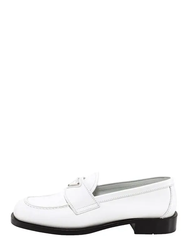Prada Patent Leather Loafers - White/black/silver