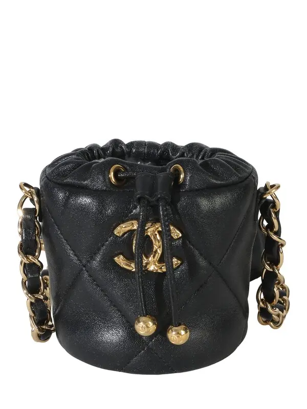 Chanel Quilted Lambskin Micro Bucket Bag - Black