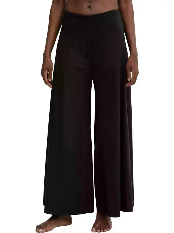 Guess Gaia Logo-patch Palazzo Pants - Black