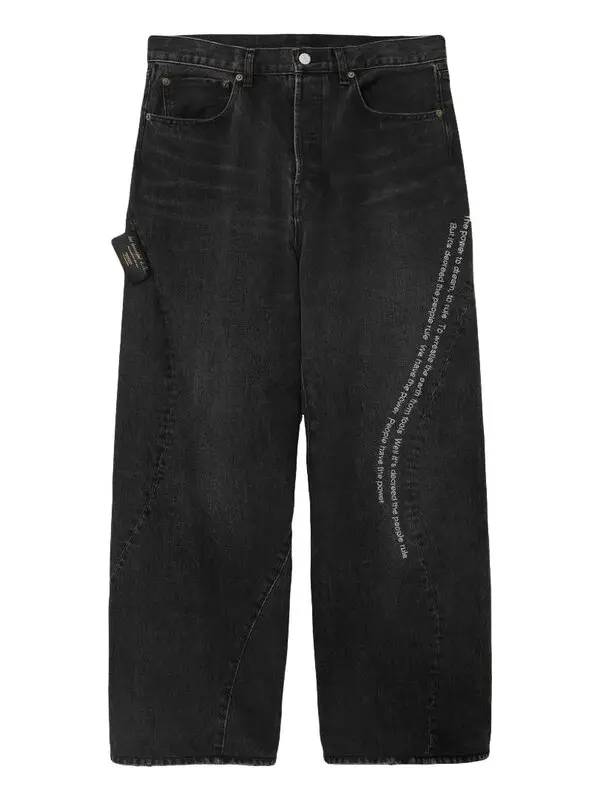 Undercover Panelled Slogan Jeans - Black