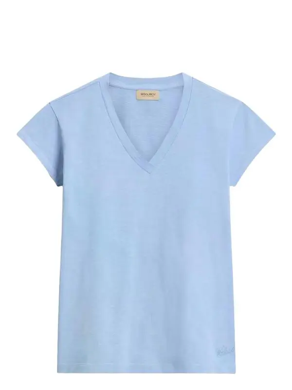Woolrich Slub Texture V-neck T-shirt - Blue
