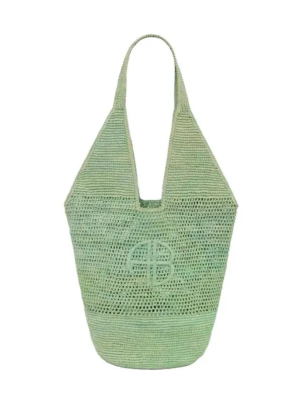 ANINE BING Leah Raffia Tote Bag - Green