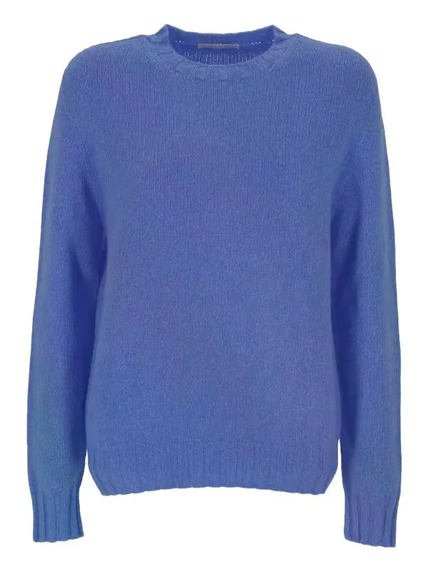 OLIVER LATTUGHI Ribbed-trim Cashmere Sweater - Blue