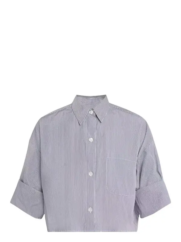 TWP Striped Cropped Shirt - Blue