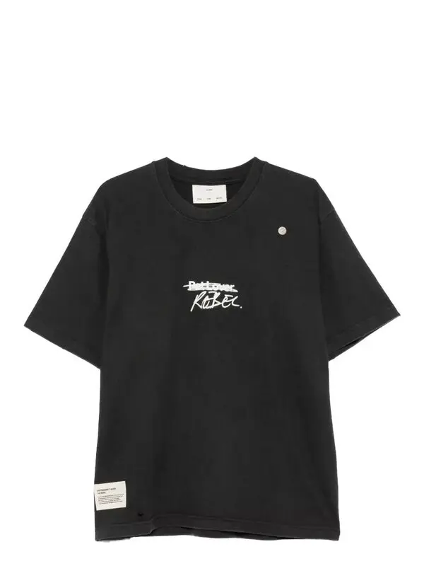 SONG FOR THE MUTE X Birkenstock Distressed-effect Logo-print T-shirt - Black