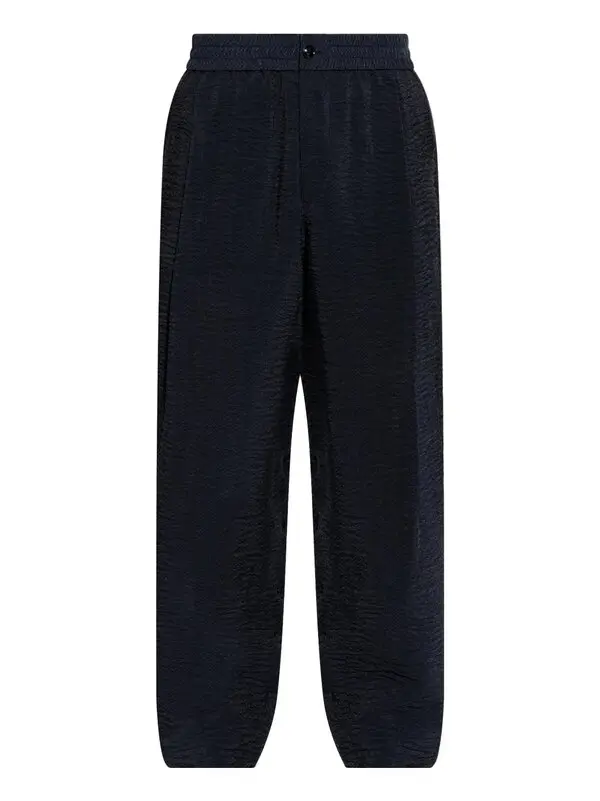 Giorgio Armani Crinkled Effect Trousers - Navy Blue