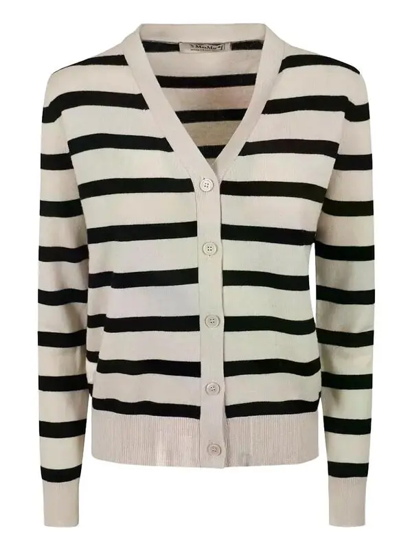 Max Mara Striped V-neck Cardigan - Neutrals