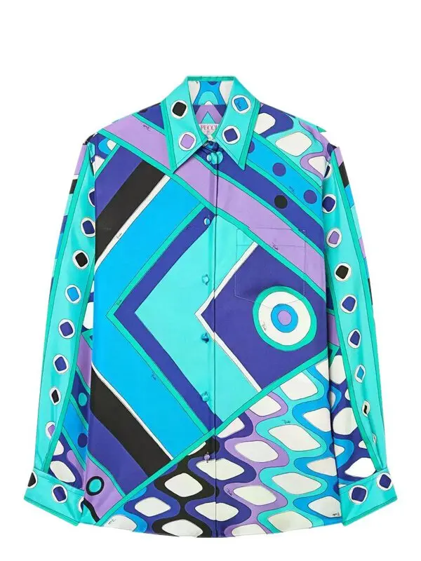 Emilio Pucci Vivara-print Silk Shirt - Blue