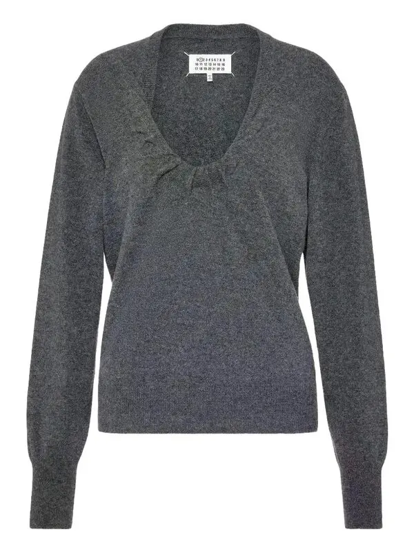 MAISON MARGIELA Gathered V-neck Jumper - Grey