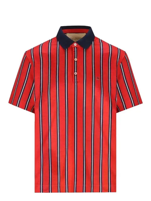 Valentino Garavani Stripe-print Polo Shirt - Red