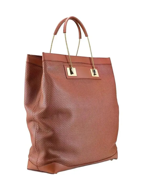 Tyler Ellis Shah Perforated Leather Tote Bag - Brown