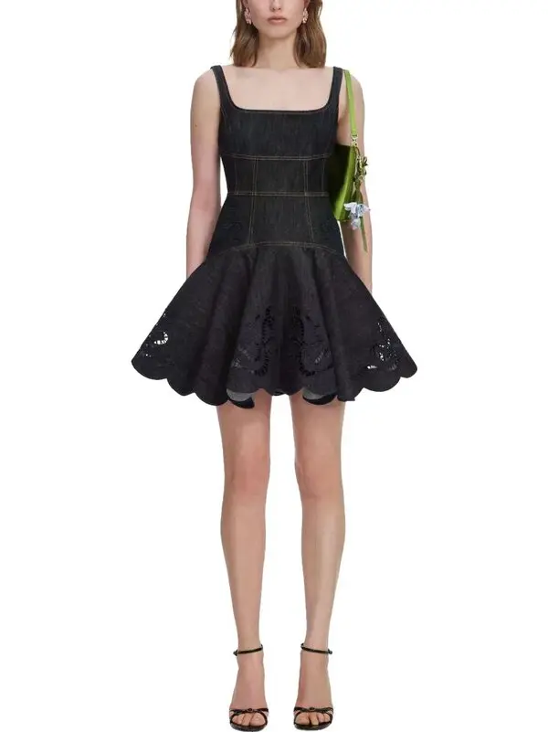 SELF-PORTRAIT Broderie Anglaise Mini Dress - Blue