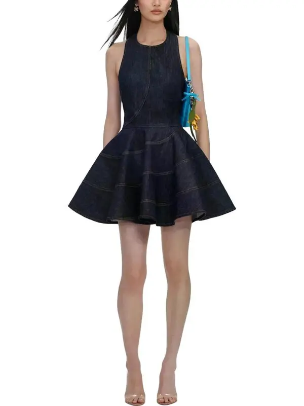 SELF-PORTRAIT Backless Halterneck Mini Dress - Blue