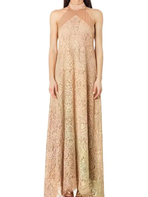 D.exterior Lace-overlay Gown - Neutrals