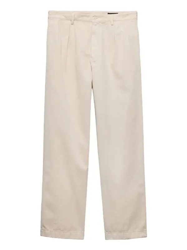 Prada Cotton Wide-leg Trousers - Cream