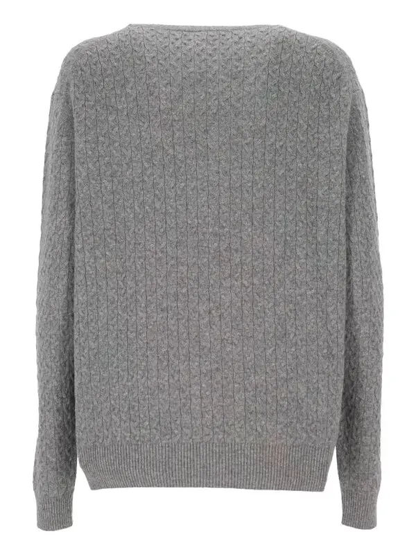 OLIVER LATTUGHI Cable Knit Cashmere Sweater - Grey