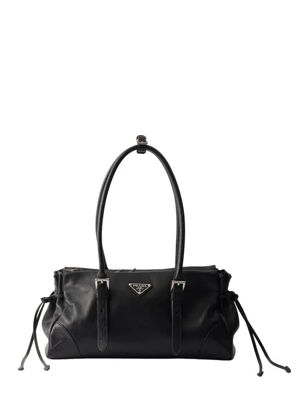 Prada Bonnie Medium Antiqued Leather Tote Bag - Black