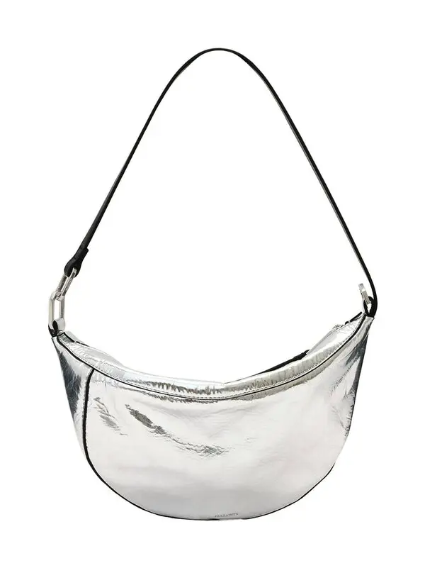 ALLSAINTS Luna Metallic Lamb Leather Shoulder Bag - Silver