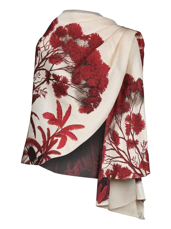 Johanna Ortiz Wool-silk Cape With Detail - Print