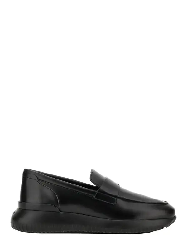 Hogan Leather Penny Bar Loafers - Black