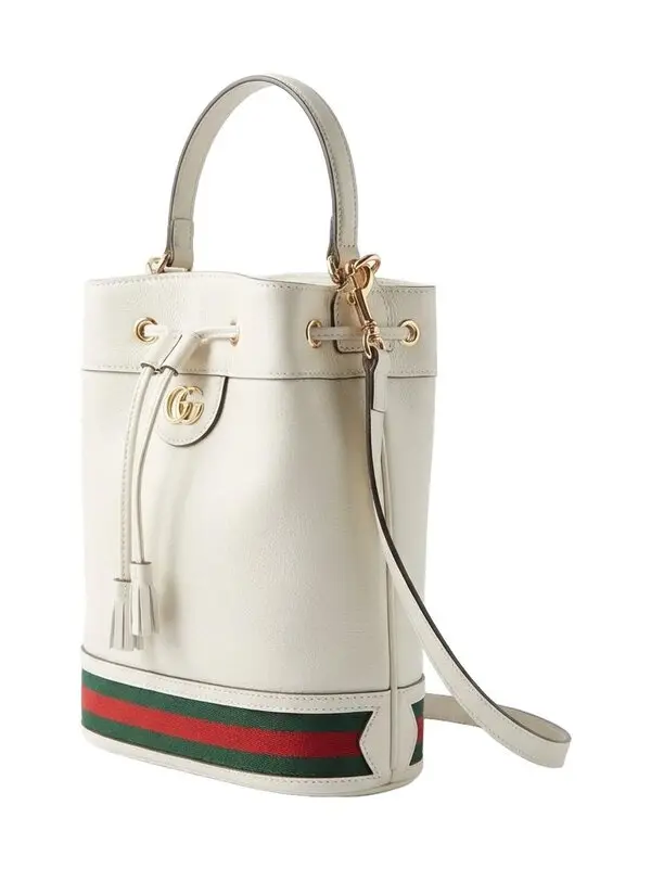 Gucci Bucket Shoulder Bag With Web Stripe Detail - White