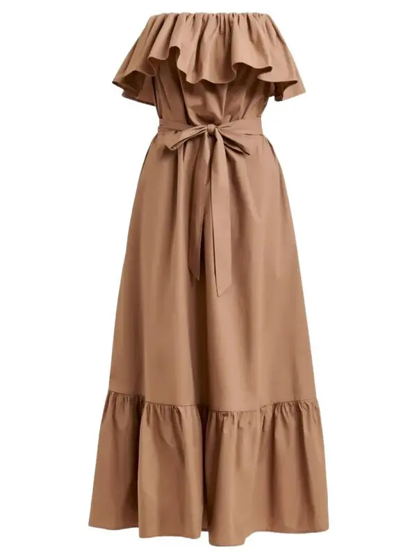 Essentiel Antwerp Strapless Ruffled Maxi Dress - Brown